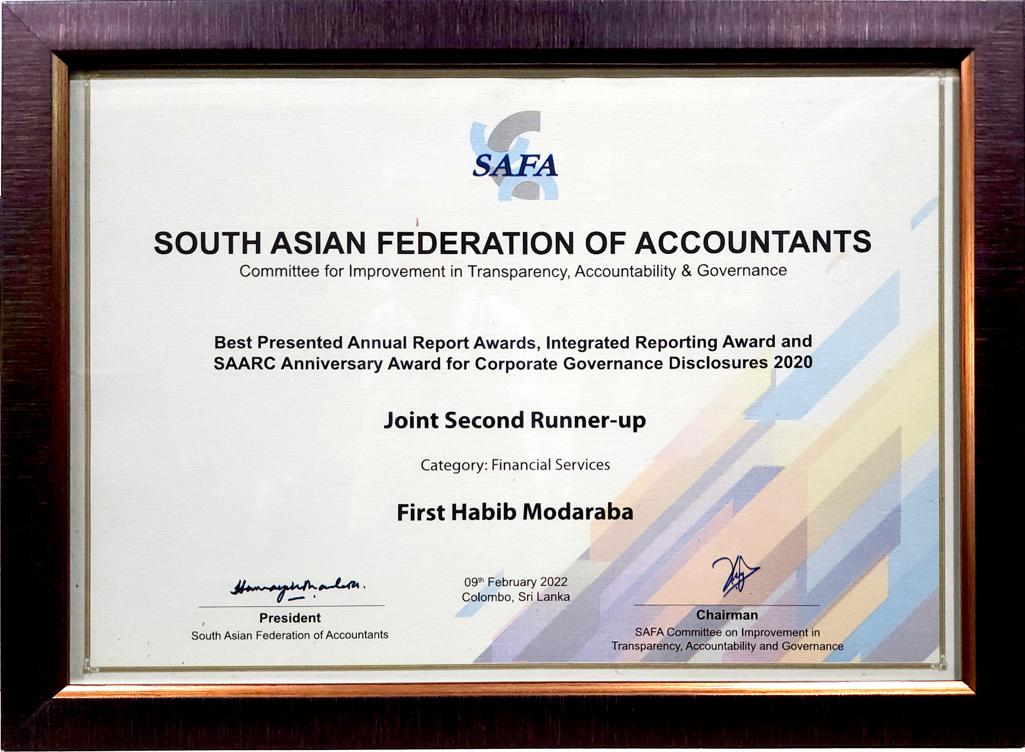 Habib Modaraba | SAFA Certificate of Merit